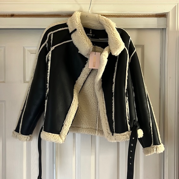 Missguided | Jackets & Coats | Missguided Premium Borg Belted Aviator ...